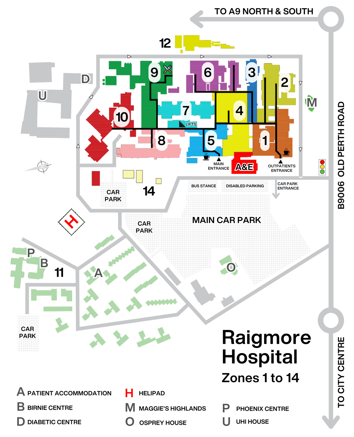 Raigmore Hospital zone map | NHS Highland